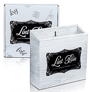 Modern 5th Magnetic Lint Bin for Laundry Room Decor - White Rustic Wooden Lint Holder - Elegant Laundry Room Organization and Storage - Unique Housewarming and First Apartment Gift Idea