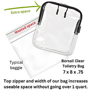 BORSALI Travel Hanging Toiletry Bag for Women with Travel Bottles and TSA Approved Clear Cosmetic, 3-1-1 Liquids Bag, Complete Toiletry Set Includes Portable Mirror, Storage Bag and Gift Box