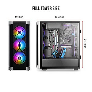 Segotep T1 Full-Tower E-ATX Gaming PC Case, Graphics Card Vertical Mounting w/Tempered Glass Side Panel, USB 3.0 Type-C I/O, Cable Management/Optional 360mm Radiator (No Fan Included)