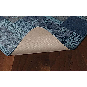 Brumlow MILLS Ocean Collage Sea Shell Print Area Rug for Living Room, Dining Room, Kitchen, Bedroom and Contemporary Home Décor, 30" x 46", Blue