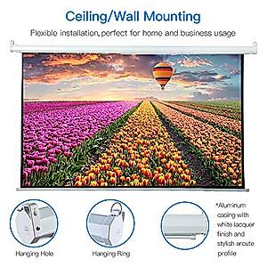 Auto Motorized Projector Screen 100 inch 16:9 HD Diagonal with Remote Control, Wall/Ceiling Mounted Electric Movie Screen Wrinkle-Free, Great for Home Office Theater TV Usage