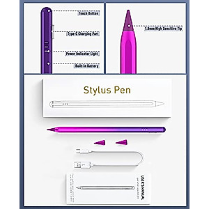 TiMOVO Stylus Pen for Apple iPad Pencil 10/9/8/7/6th Generation,iPad Air 5/4/3th Pencil 2nd Generation for 2018-2022 Apple iPad Pro 12.9/11,iPad Mini 6/5th Palm Rejection iPad Stylus,Gradient Purple