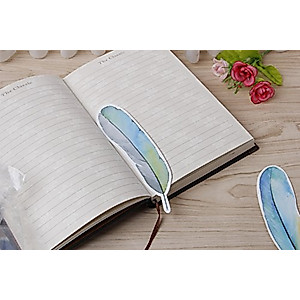 Usdepant 30Pcs/Set Colorful Feather Shape Paper Bookmarks for Reading (Colorful Feather Shape)