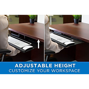 Mount-It! Under Desk Computer Keyboard and Mouse Tray, Ergonomic Keyboard Drawer with Gel Wrist Pad, Black