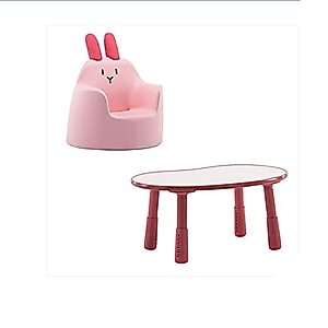 Walnut Children Desk Toddlers Study Table Plastic Cartoon Table and Ergonomic Sofa Kids Table and Chair Set for Boys and Girls