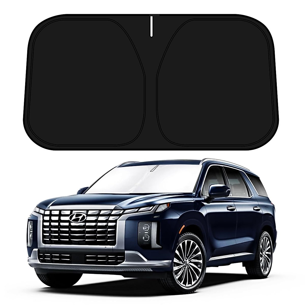 D-Lumina Windshield Sun Shade for 2020 2021 2022 2023 Hyun-dai Palisade Accessories, Front Window Sunshade Sun Visor Protector Block UV Rays Heat, Foldable 2 Layers 210T Material