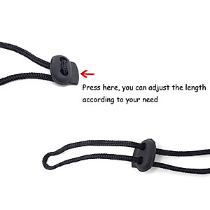 HONBAY 6PCS Black Adjustable Napkin Lanyard Neck Strap with Metal Alligator Clip for Anyone Who Want to Keep Clothes Clean