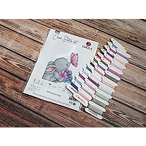 Luca-S Cross Stitch Kit - Rabbit and Butterfly, Counted Cross Stitch Kit, Embroidery Needlecraft Kit