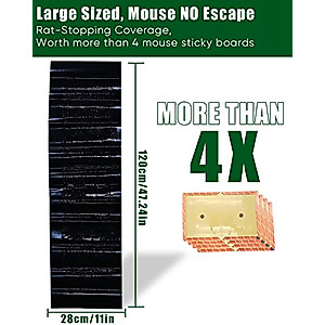 SEEKBIT 6 Pack Rat Sticky Traps Extra Large, Black Mouse Glue Trap Sticky Trap for Mice and Rats, Enhanced Stickiness Trapping Pads Snakes Spiders Roaches for House Rodent Pest Control - 47.2x11