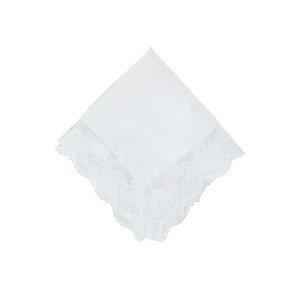 CTM® Women's Bridal Dress Lace and Linen Handkerchief, White