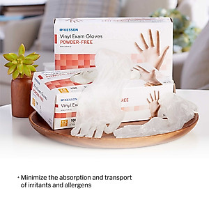 McKesson Vinyl Exam Gloves - Disposable, Powder-Free, Latex-Free - Clear Medical Gloves for Healthcare, Cleaning, Prep - XS, 100 Count, 1 Box