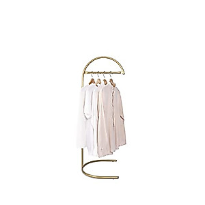 VEGAINDOOR Half Moon Metal Clothes Rack Strong Garment Rack, Industrial Clothing Rack,Heavy Duty Clothes Rack,Portable Clothing Rack Hanging Clothes Rack for Small Spaces and Rooms Gold