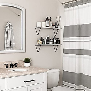 Wallniture Colmar White Floating Shelves for Wall Storage, Bathroom Shelves Wall Mounted Set of 2, 24 Inch Wood Geometric Triangle Shelf