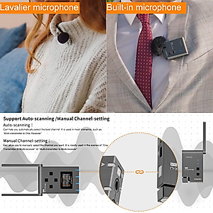 Wireless Lavalier Microphone with 4 Transmitters, Comica BoomX-U Qua UHF 24 Channel Professional Lapel Microphone for Cameras Canon Sony DSLR Camcorder, Lav Mic for YouTube Recording Interview Filming