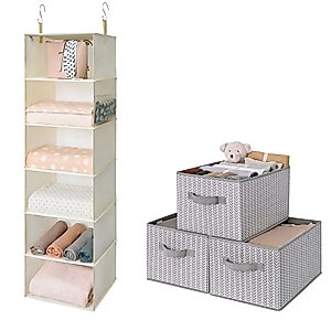 GRANNY SAYS Bundle of 3-Pack Shelf Storage Baskets & 1-Pack Closet Hanging Storage Shelves