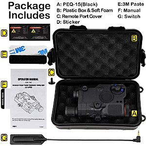 ACTIONUNION Airsoft PEQ-15 IR Laser + Visible Red Laser + White LED Flashlight (Black)
