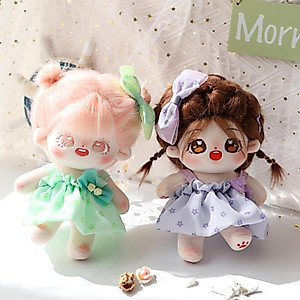 CALEMBOU Plush Doll Clothes Set, Cute Dress and Bow 20cm Cotton Doll Clothes for 8 inch Soft Dolls Stuffed Animals Outfits (green)