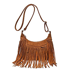 Lanpet Women’s Tassel Faux Suede Leather Hobo Cross Body Chain Shoulder Bag Satchel