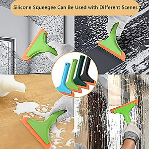 4PCS Small Silicone Squeegee, Squeegee for Car Windows Shower Glass Door Mirrors Car Windshield, Auto Water Blade Squeegee Window Tint Squeegee, Flexible Squeegee with No-Slip Handle