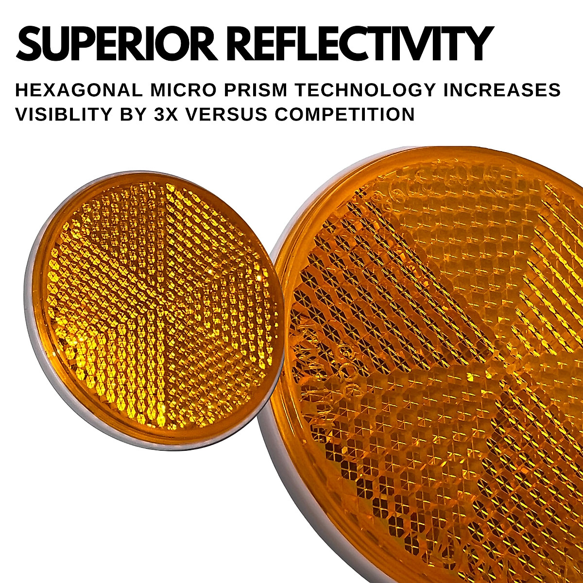 Qty 4 (2 Red/2 Amber) - 2" Inch Round Reflector Bike,Trailer, Truck, Boat, Mailbox, Construction, Signage, Warning with Super Strong Adhesive DOT/SAE Approved