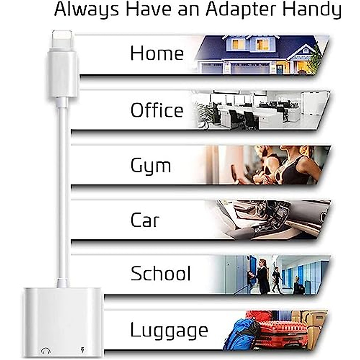 2 Pack Headphone Adapter for iPhone, [Apple MFi Certified] 2 in 1 Lightning to 3.5mm AUX Audio + Charger Splitter Compatible with iPhone 14/13/12/11/XS/XR/X 8/iPad, Support All iOS System