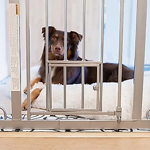 Carlson Extra Tall Walk Through Pet Gate with Small Pet Door, Includes 4-Inch Extension Kit, 4 Pack Pressure Mount Kit and 4 Pack Wall Mount Kit, Platinum, Gray