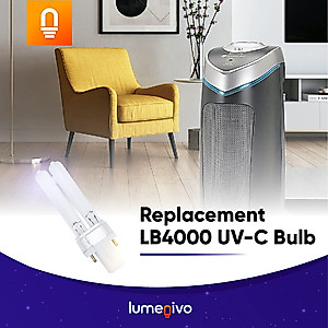 lumenivo LB4000 Replacement UV-C Bulb for Germ Guardian AC4300BPTCA, AC4825, AC4850PT & AC4900CA 5 Watt T4 Germicidal UVC Bulb Lamp Replacement with G23 2-Pin Base - 2 Pack