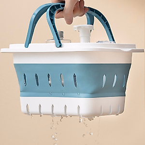 Haundry Portable Shower Caddy Basket, Foldable Caddy Basket with Handles, Collapsible Storage Organizer for Bathroom, Kitchen, College Dorm,Gym (Blue)