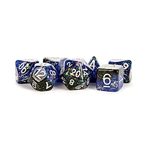 FanRoll by Metallic Dice Games 16mm Resin Polyhedral Dice Set: Eternal Blue/Black