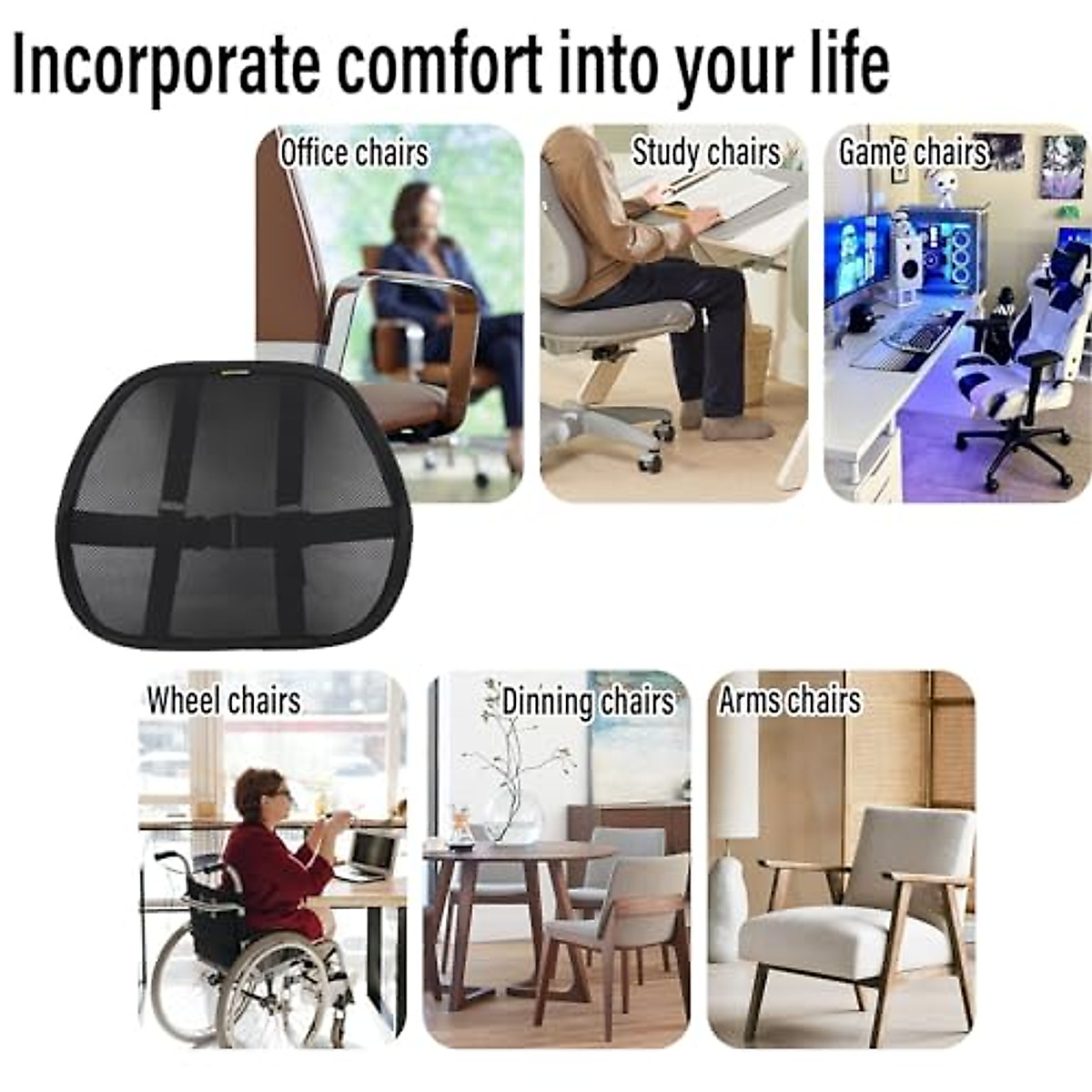 SANHSEHOME Lumbar Support Back Support for Office Chair 2 Pack Lumbar Support Pillow for Car Chair Back Support with Triple Layer Mesh & Adjustable Straps