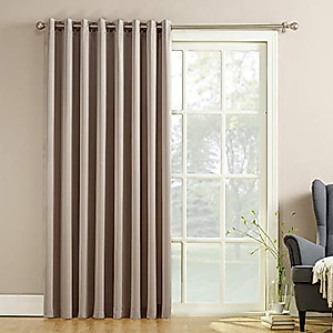 Sun Zero Barrow Energy Efficient Grommet Sliding Patio Door Curtain Panel, 100" x 84", Stone