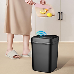 Huvqianu Touchless Trash Can, Automatic Sensor Trash Can, Electric Trash Can with Lid, Smart Wastebasket, Kitchen Trashcan, 13L Trash Bin, Touchless Garbage Bin, Sensor Garbage Can, Modern Trash Can