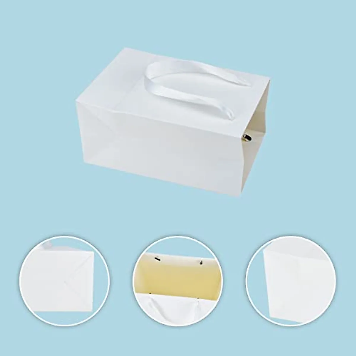 HUAPRINT White Paper Bags,White Gift Bags,Shopping Bags with Handles,30 Pack Small Gift Bags 5.25x3.75x8inch,Retail Bags,Party Favor Bags,Merchandise Business Bags,Wedding Bags