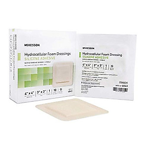 McKesson Hydrocellular Foam Dressing Silicone Adhesive Border 4 X 4" (3 X 3" Pad), Box of 10