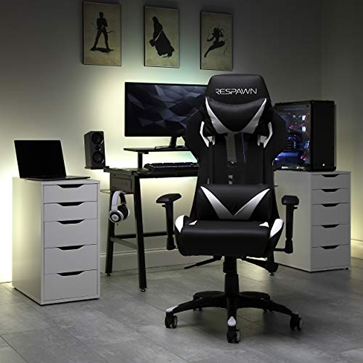 RESPAWN RSP-205 Racing Style Gaming Chair, Leather, White