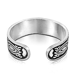AeraVida Sleek Unisex Balinese Marquise Design Sterling Silver Long Toe or Pinky Ring, 0.20 inch