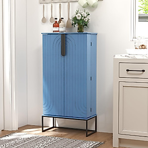 ARTPOWER 46" Blue Pantry Cabinets, Food Pantry Storage Cabinet with Adjustable Shelves，Large Storage Space for Kitchen,Blue