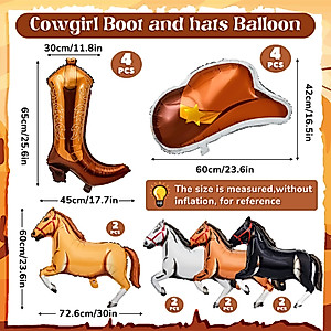 PullCrease 16 Pcs Western Party Balloons Horse Balloons Cow Balloons Cowgirl Boot Balloons Cowboy Hat Foil Balloons for Western Party Decorations Cowgirl Cowboy Themed Birthday Party (Cowboy)