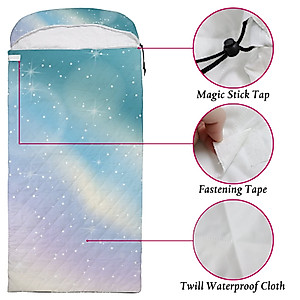 Sleeping Bag Christmas New Year Winter Snowflakes Stars Galaxy Sleep Bag Cover Mat for Travel Camping Hiking Women Men Adult 3 Seasons