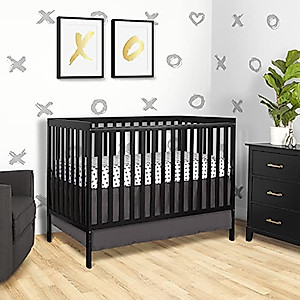 Dream On Me Synergy 5-in-1 Convertible Crib in Black & 2-in-1 Breathable Twilight 5" Spring Coil Crib and Toddler Bed Mattress