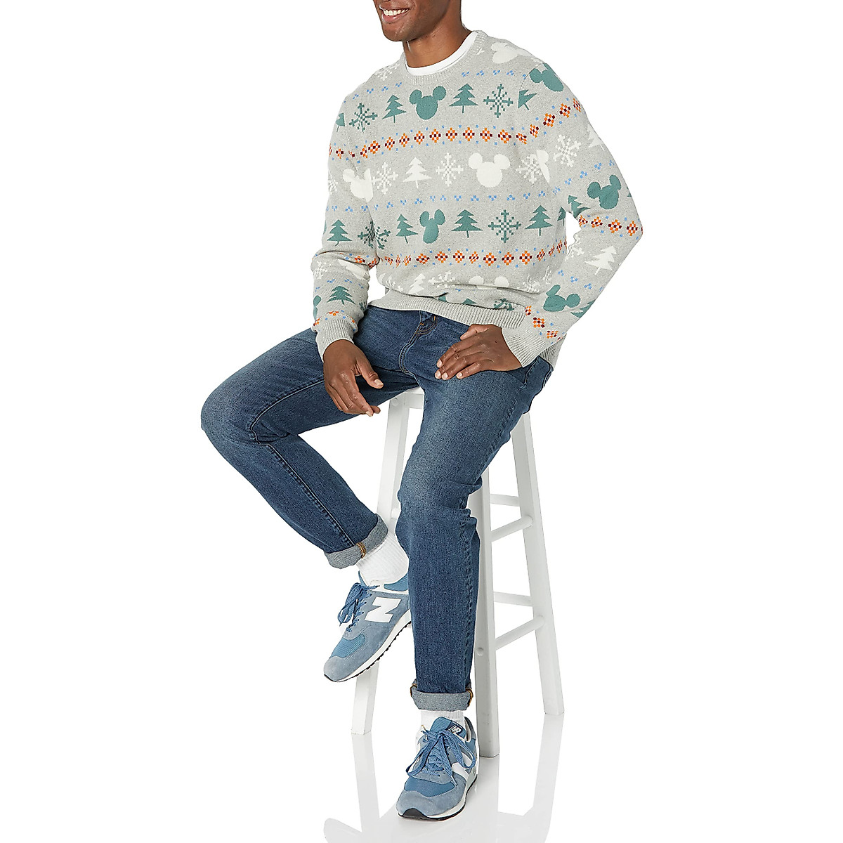 Amazon Essentials Disney | Marvel | Star Wars Men's Crew Sweaters, Mickey Fair Isle - Mens, X-Large