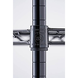 60" x 24" x 72" Black 5-Tier Wire Shelving NSF 3000 LBS Max Capacity Heavy Duty Steel Storage Rack for Restaurant, Warehouse, Commercial, Industrial, and Hospital Uses (Includes Casters)