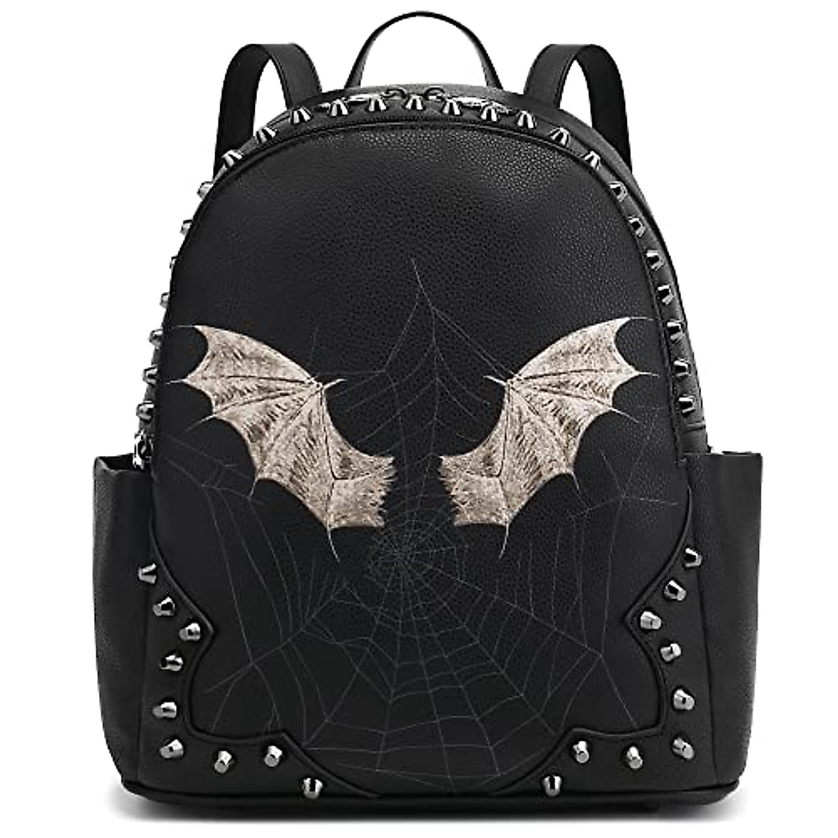 Scarleton Casual Backpack Purse for Women, Punk Skull Backpack, Faux Leather Gothic Shoulder Bag, Rivet Crossbody Bag, H209301A - Black