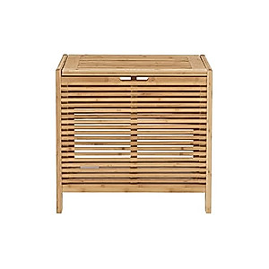 Linon Amzn0327 Finn Bamboo Bathroom Hamper, Brown