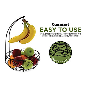 Cuisinart Stainless Steel Fruit Basket with Banana Hanger, Matte Black - Perfect Fruit Basket for Kitchen & Dining Tables to Showcase & Organize Fresh Produce - Sturdy Banana Holder with Fruit Storage