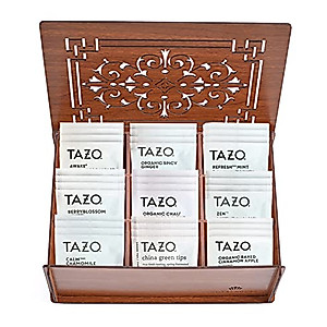 Tazo Tea Bags Sampler Assortment Box - 80 COUNT - Perfect Variety Pack in Wood (MDF) Gift Box - Gift for Family, Friends, Coworkers (Brown)