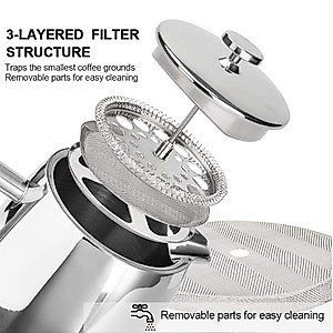 Secura French Press Coffee Maker, 34-Ounce, 304 Stainless Steel Insulated Coffee Press with Extra ScreenSecura French Press Coffee Maker, 34-Ounce, 304 Stainless Steel Insulated Coffee Press with Extra Screen