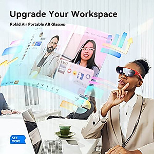 Rokid Air AR Glasses, Myopia Friendly Pocket-Sized Yet Massive 120"" Screen with 1080P OLED Dual Display, 43°FoV, 55PPD