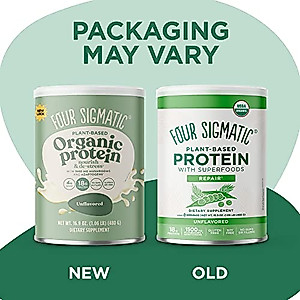 Four Sigmatic Organic Plant-Based Protein Powder Unflavored Protein with Lion’s Mane, Chaga, Cordyceps and More | Clean Vegan Protein Elevated for Brain Function and Immune Support | 16.9 oz