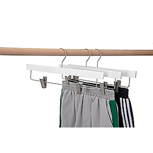 20 Luxury Ultra Thin Space Saving Wooden Clothes Hanger with Squared Pant Bar Best for Shirts, Blouses, Pant, Dress, Hangers White (White - Skirt, 20)